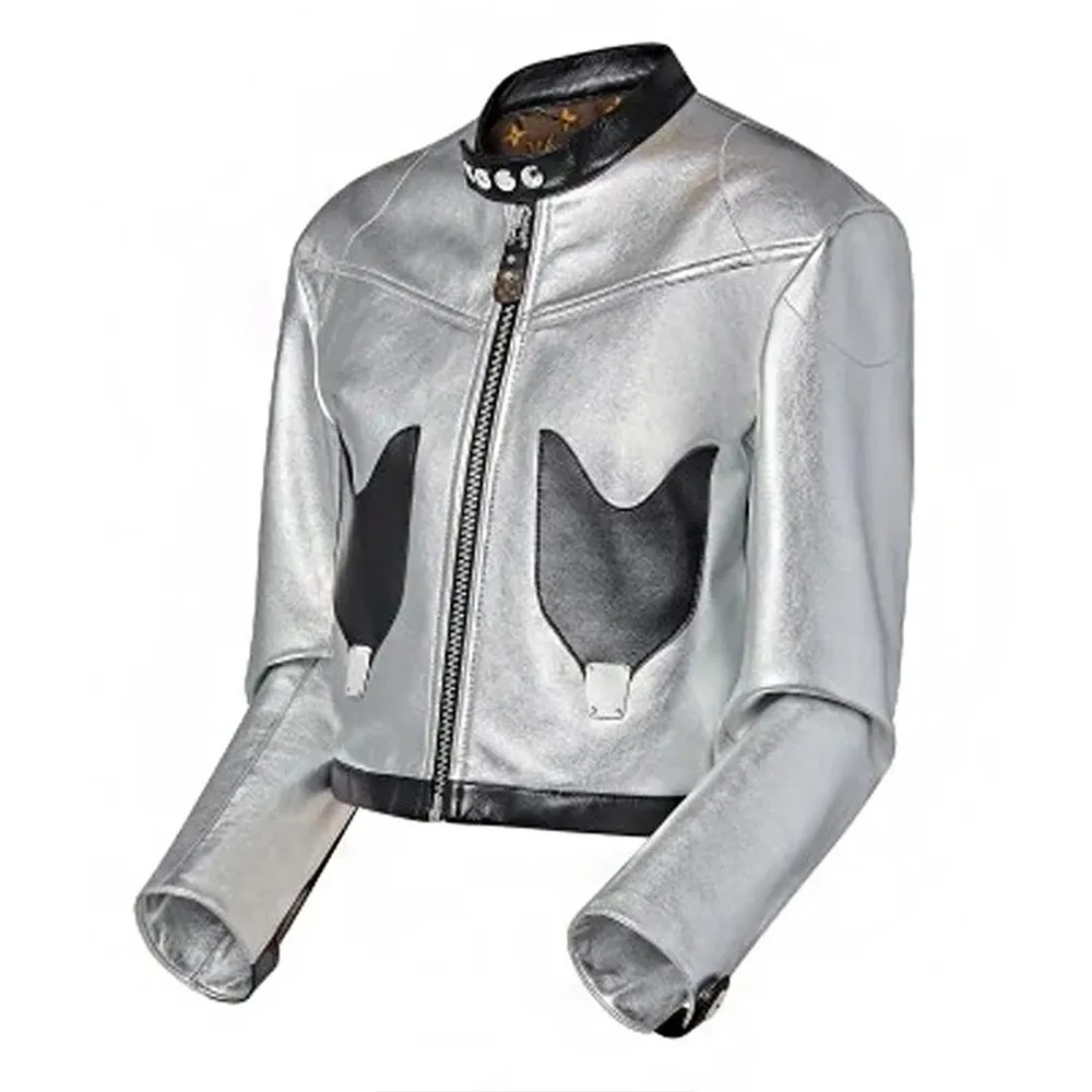 Dawn Staley Silver Leather Jacket | Louis Vuitton Leather Jacket